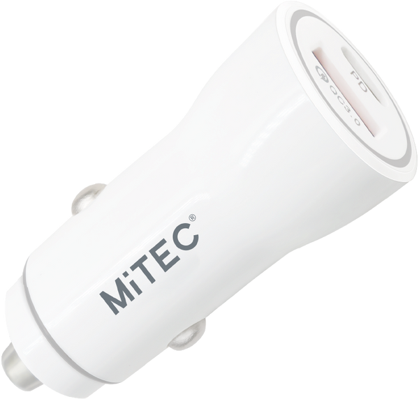 MiTEC MiPOWER Fast USB & PD Car Charger White